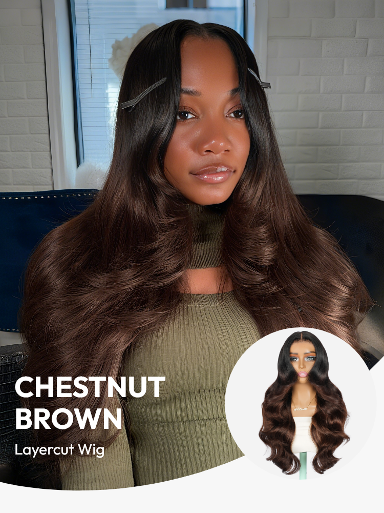 Chestnut Brown Ombre Layercut Wig | Pre-everything -Asteriahair