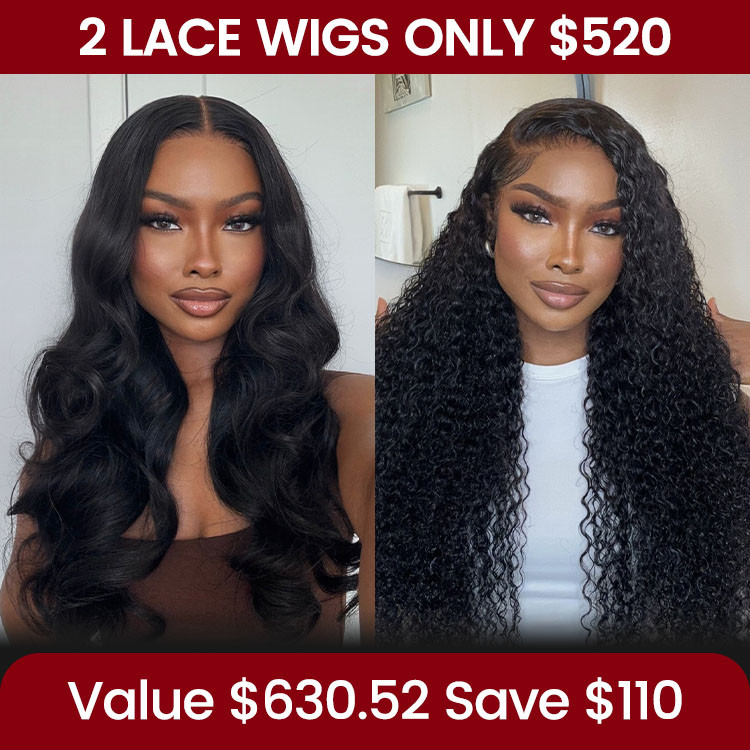 [Pack Deal] 2 Long Length Wig 26Inch Curly 13*4 HD Wig and 24Inch Body ...
