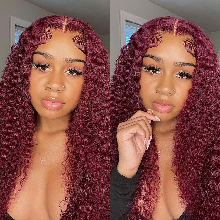 99j Hair Color Curly Hair Lace Front Wig -Asteriahair