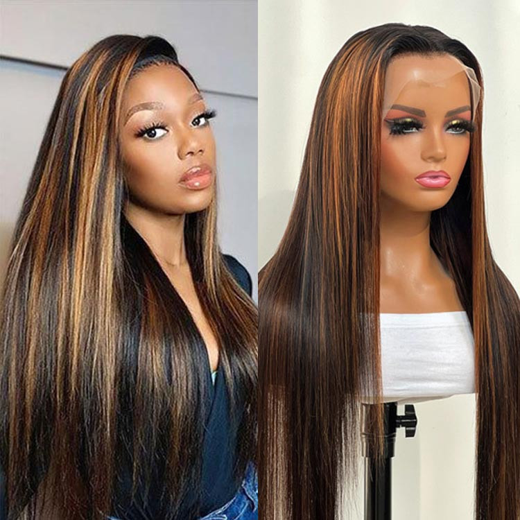 Highlight Wig Straight Hair Wig Undetectable Transparent Lace Wig ...