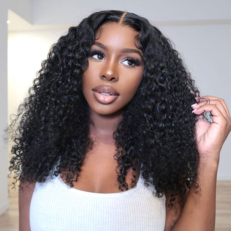 Airy Cap Affordable Glueless Lace Front Wigs Curly Human Hair Wigs ...