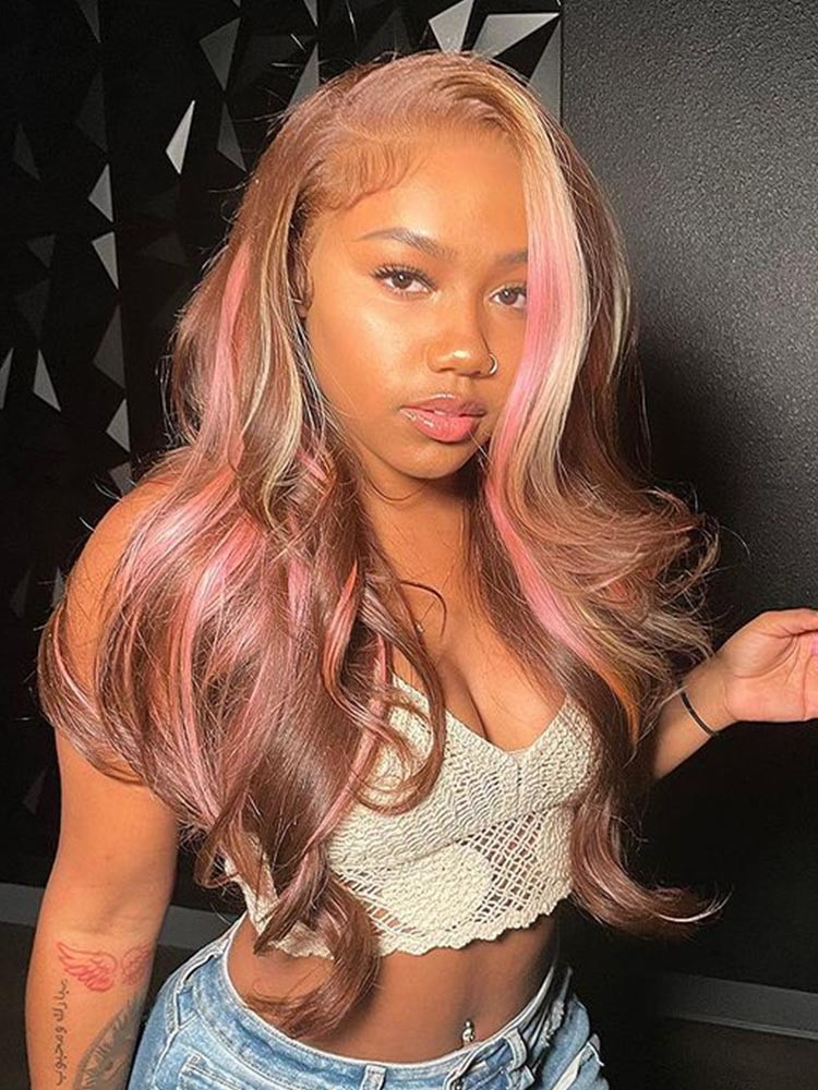 Pink and Blonde Balayage Body Wave Lace Wig – 5x7 Closure, Beginner ...