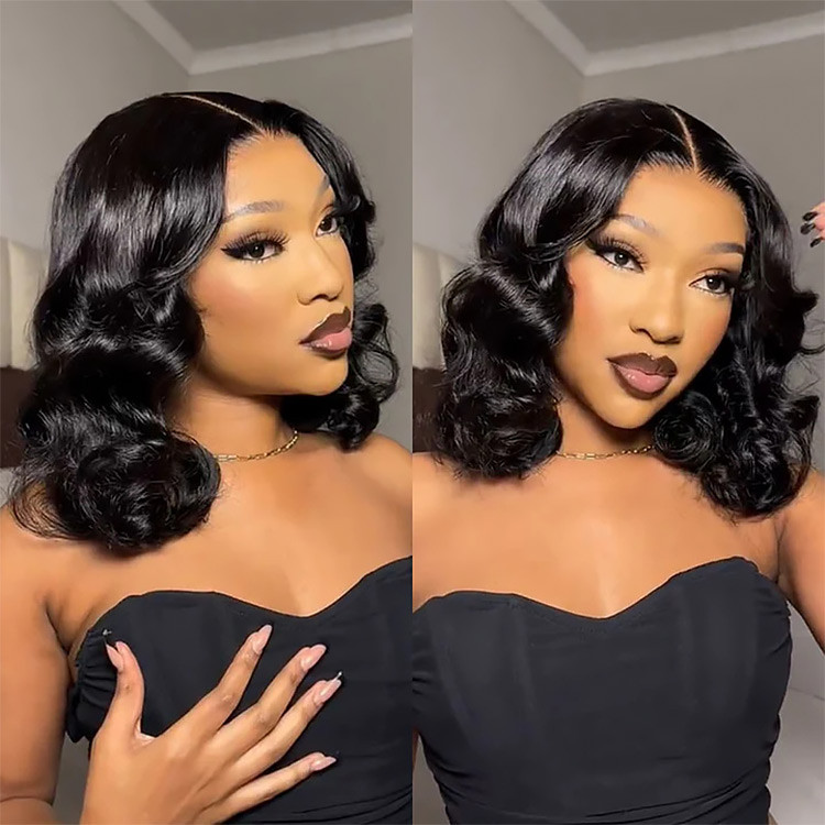 Short Bob Body Wave Wig Lace Front Wigs 100% Human Hair For Women ...