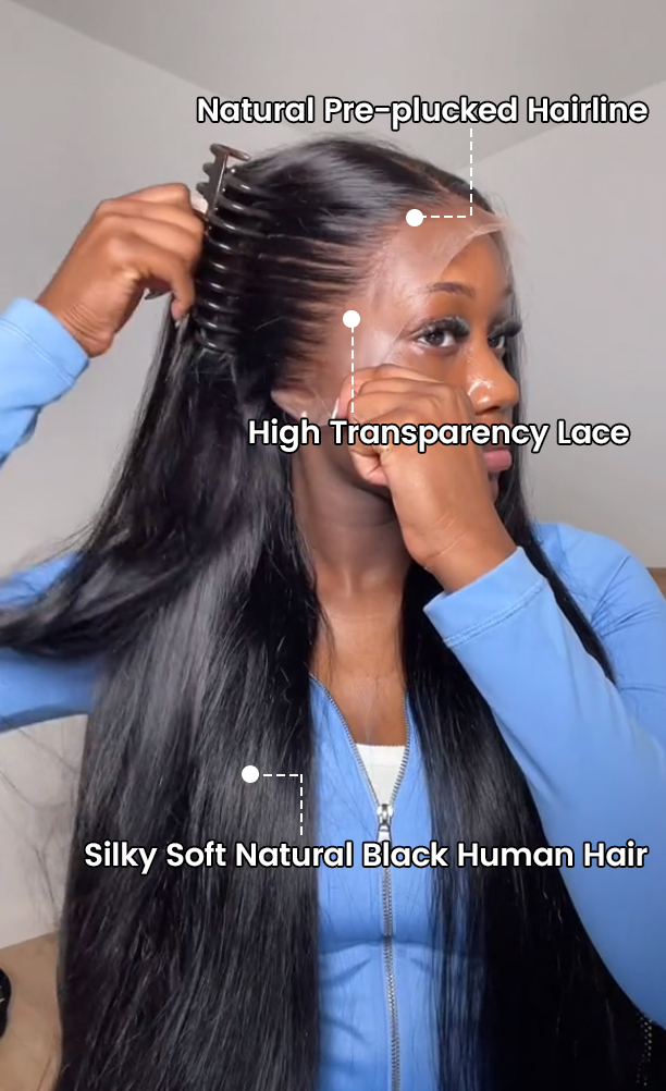 16-40 inch long straight lace front wigs human hair -Asteriahair